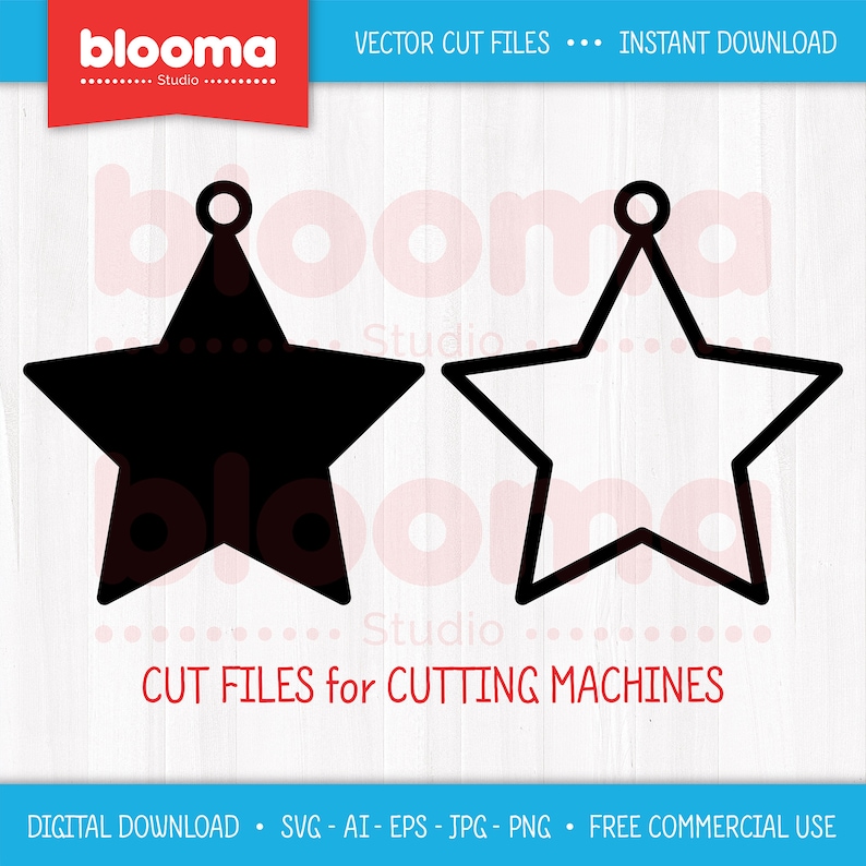 Adorno de estrella SVG: Plantilla para árbol de Navidad, archivo ...