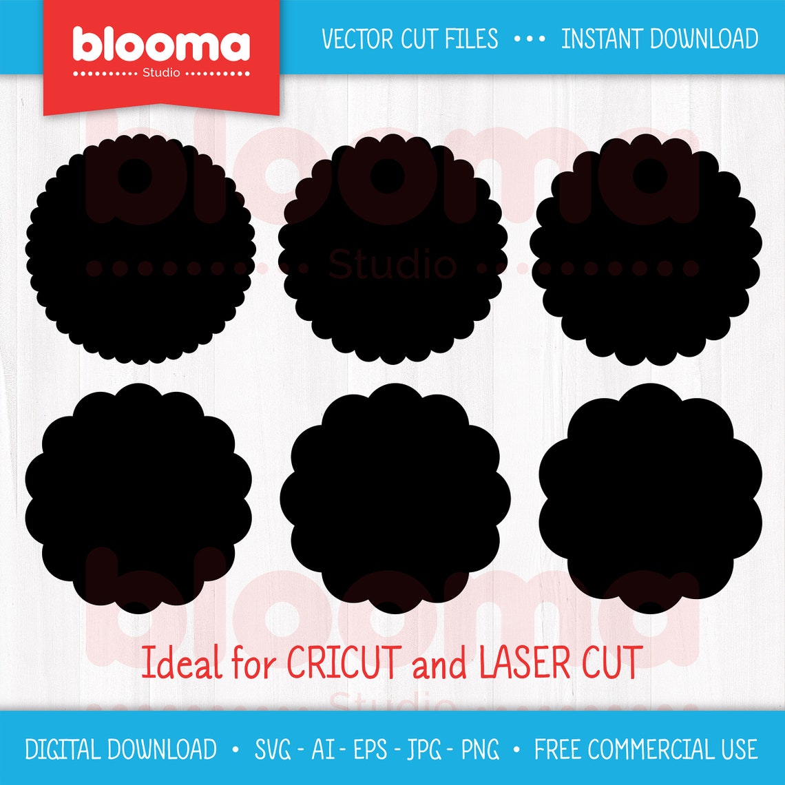 Scallop Circle SVG Scallop Shape Digital Scalloped Circle | Etsy UK