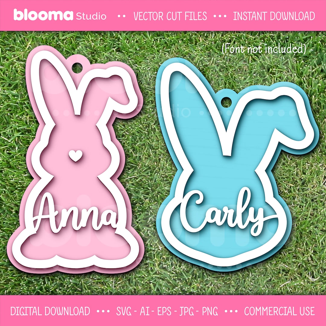 Bunny Name Tags Svg, Easter Basket Tags Svg, Easter Tag Laser File ...