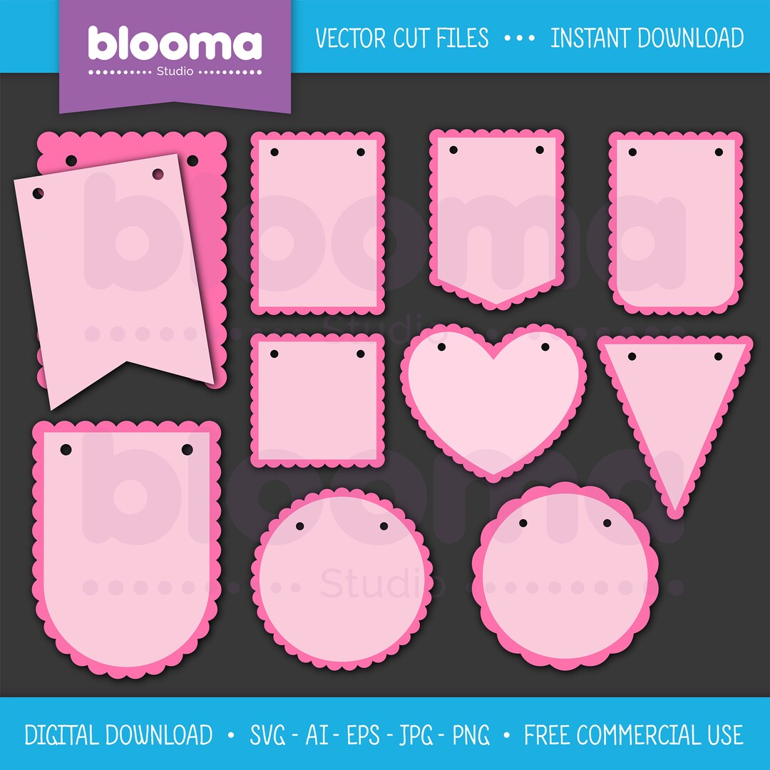 Scallop Banner SVG, 2 Layers, Bunting Svg, Bunting Flag Clipart ...