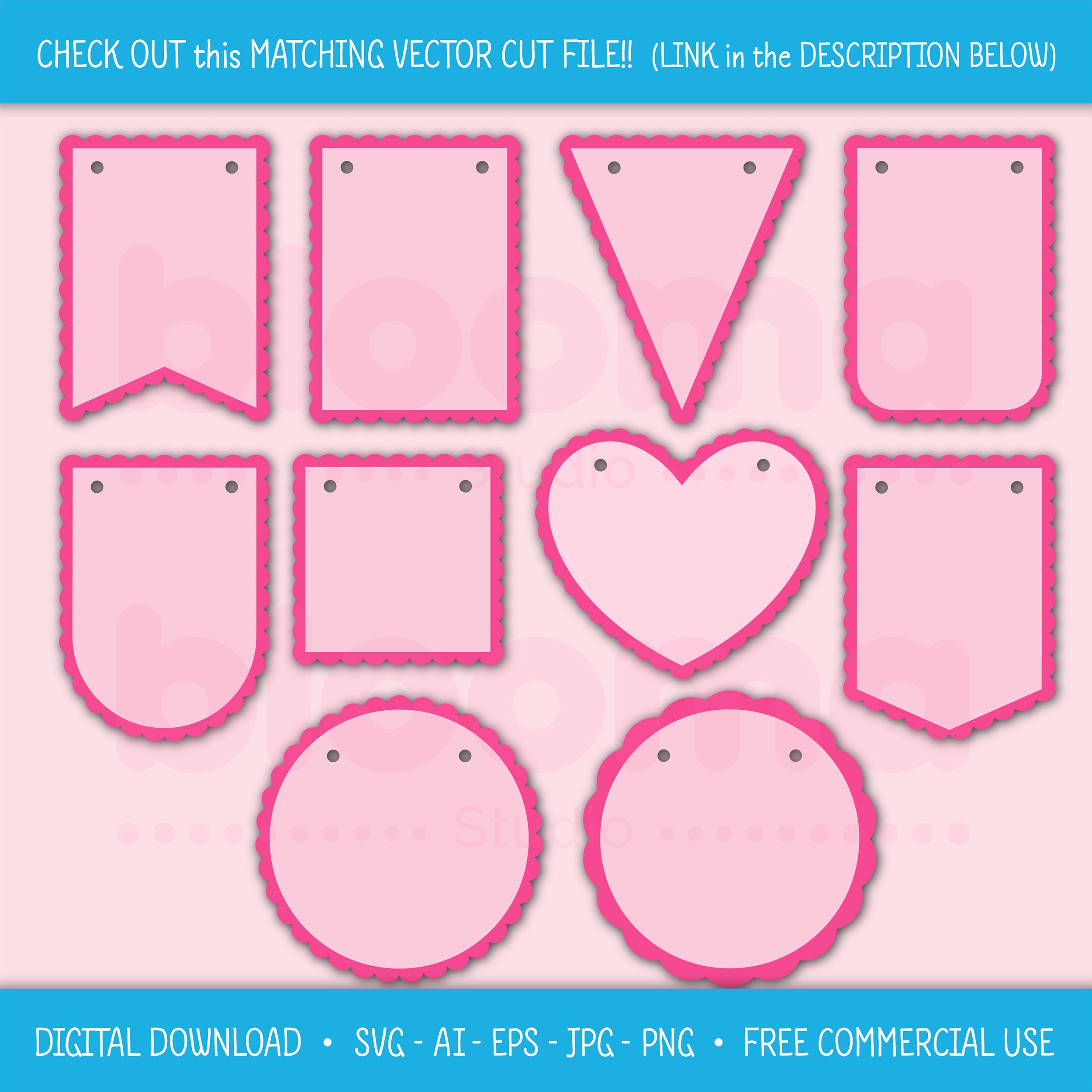 Bunting SVG Scallop Banner Svg Bunting Flag Clipart Pennant - Etsy