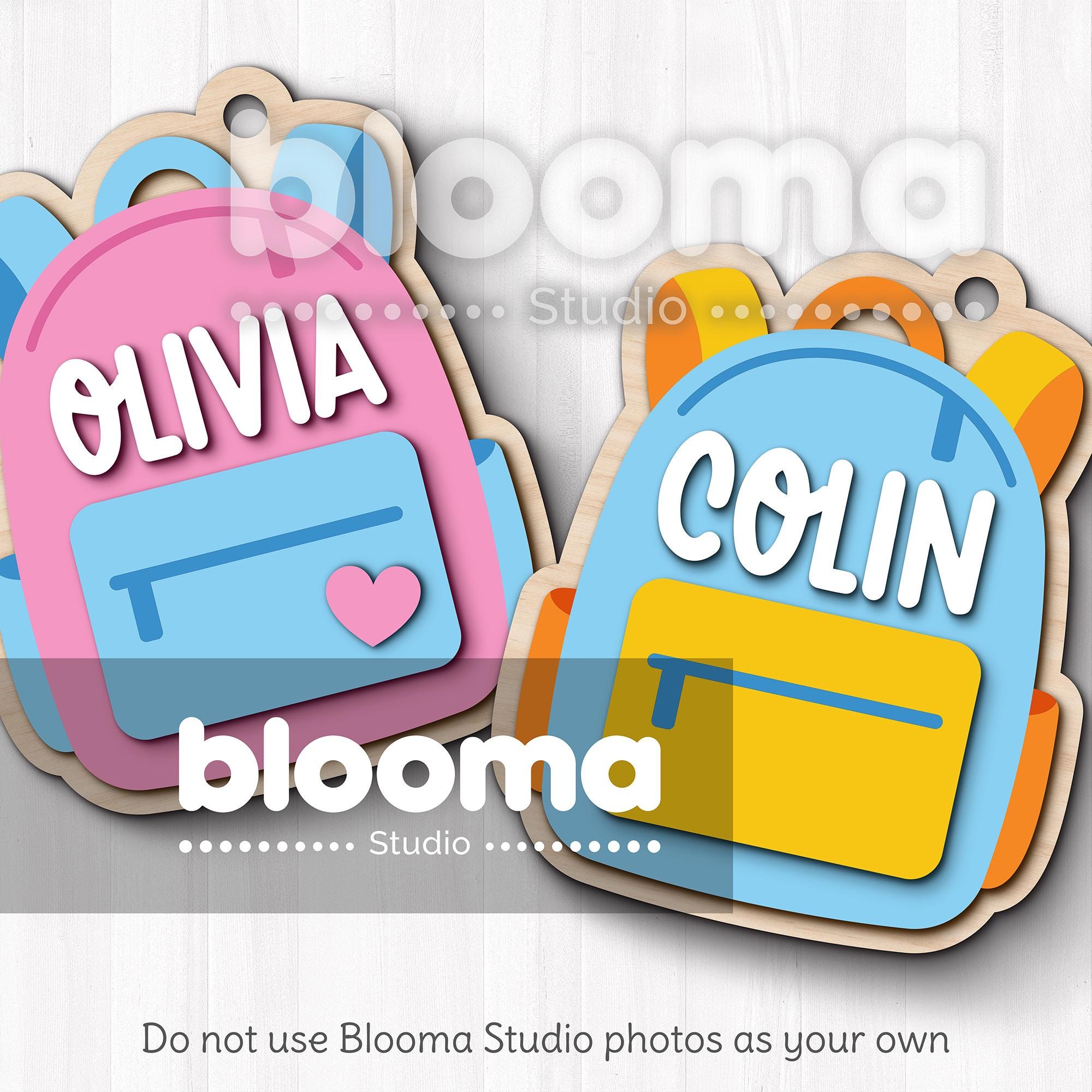 Kids Backpack Name Tags Svg, Back to School Bag Tags Laser Files, Back ...