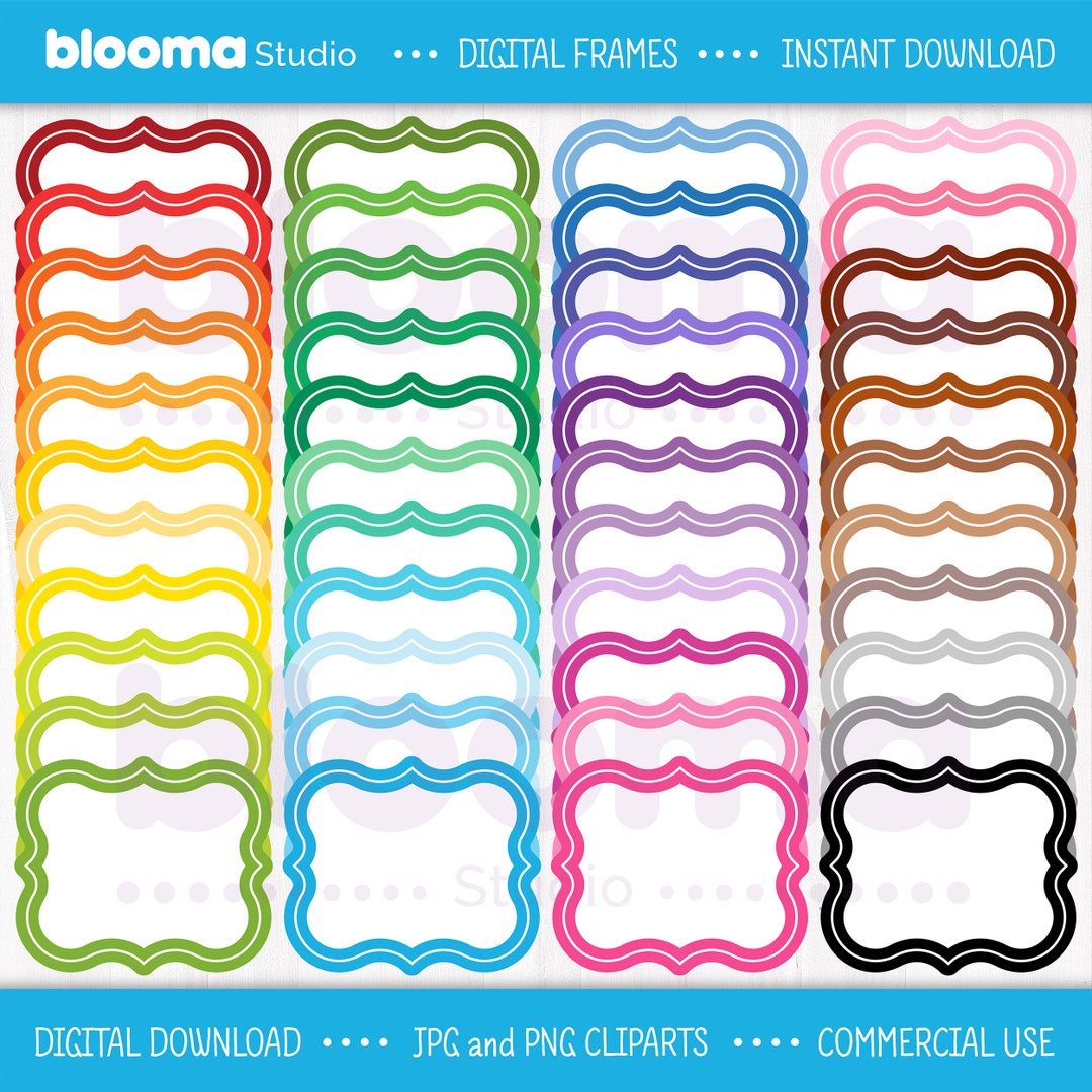 44 Colors Frame Clipart Set, Planner Frame PNG and JPG Files ...