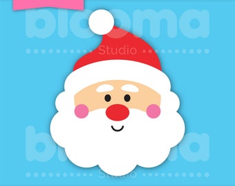 Santa SVG Cute Santa Outline Cut File Cricut Silhouette Santa Claus ...