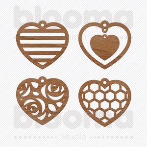Heart Earrings Svg Bundle, Heart Earring Laser Cut Files, Earring ...