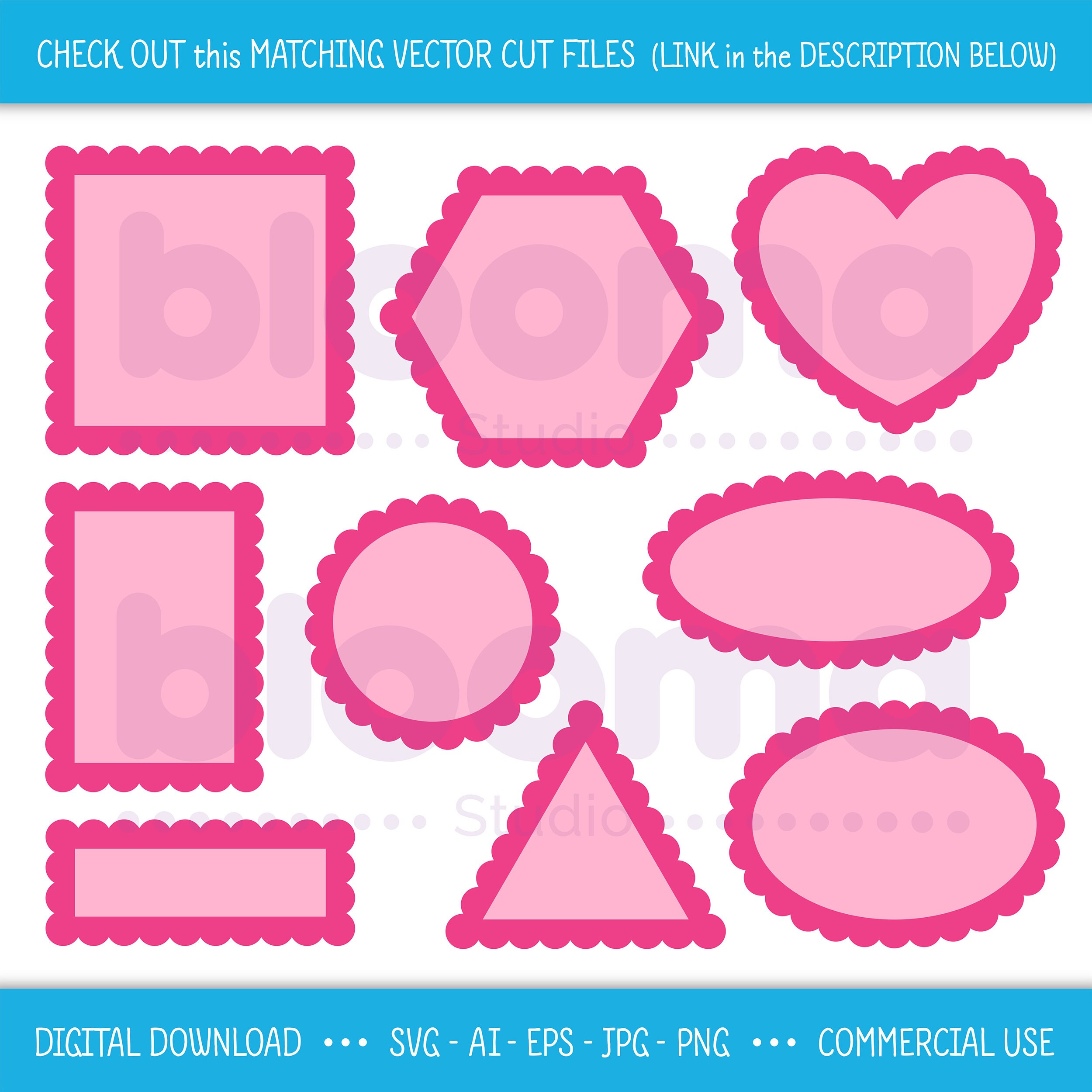 Scalloped Shape SVG, Scalloped Tag Svg, Circle Square Oval Rectangle ...
