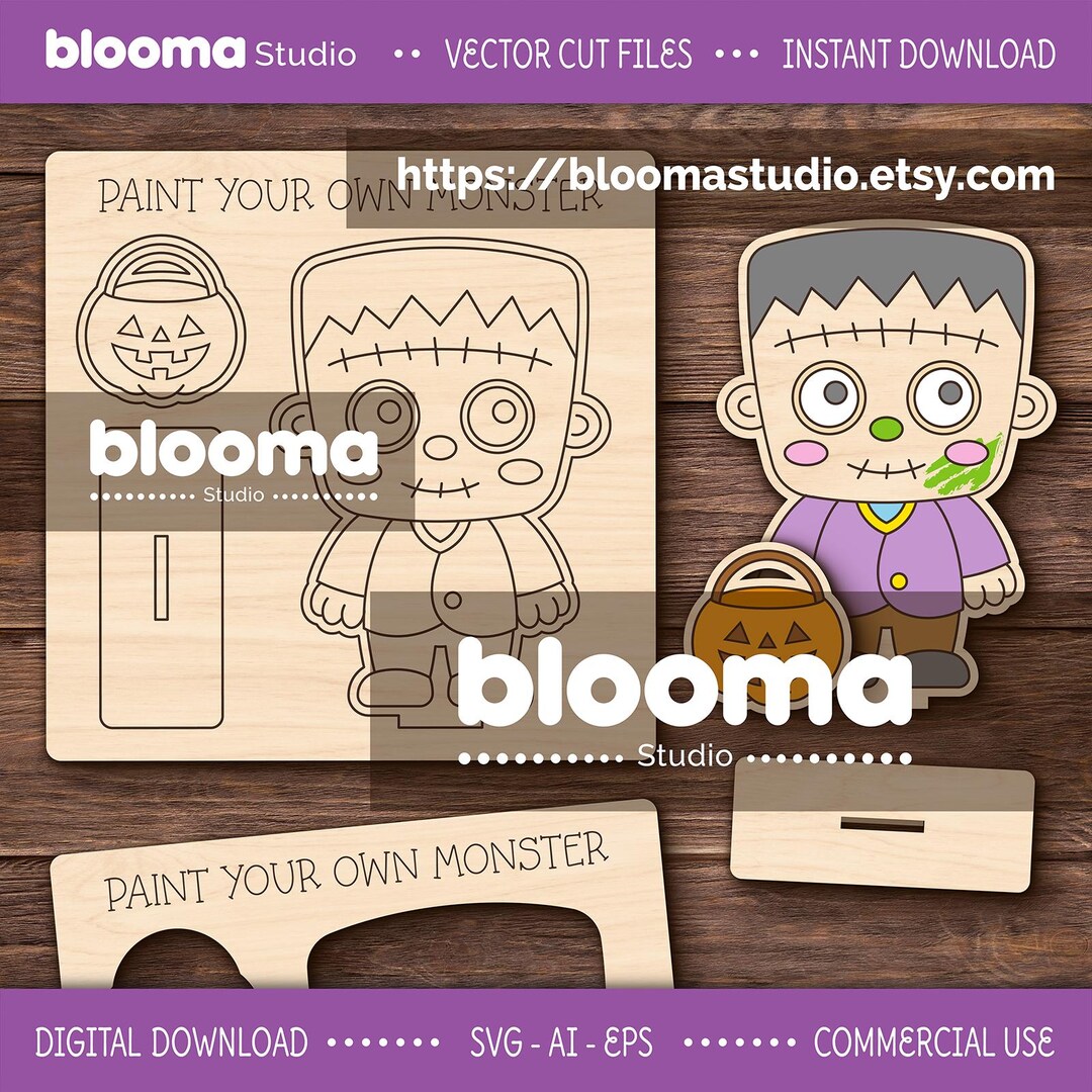 Halloween Pop Out Svg, Kids Paint Kit Laser File, Monster Figure ...