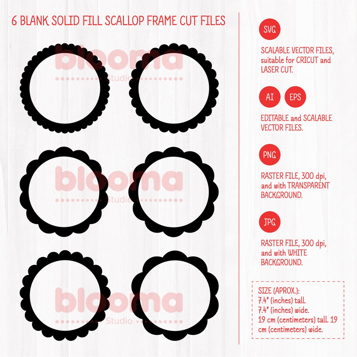 Scallop Frame SVG Scalloped Frame Clipart Photo Frame Svg - Etsy