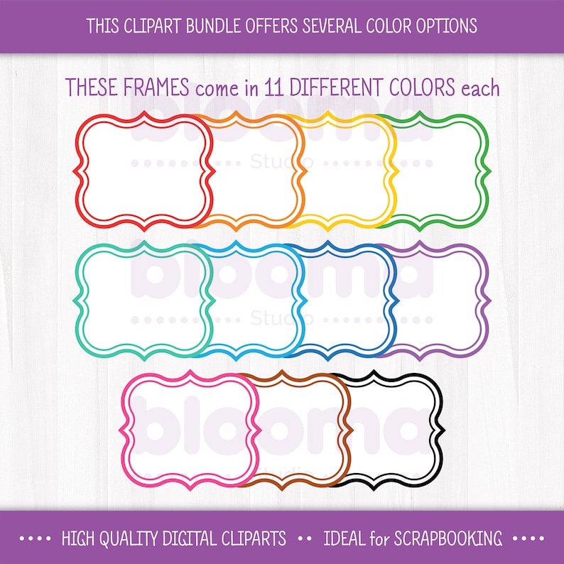 99 Frames Clipart Set Planner Frame PNG & JPG Files School - Etsy