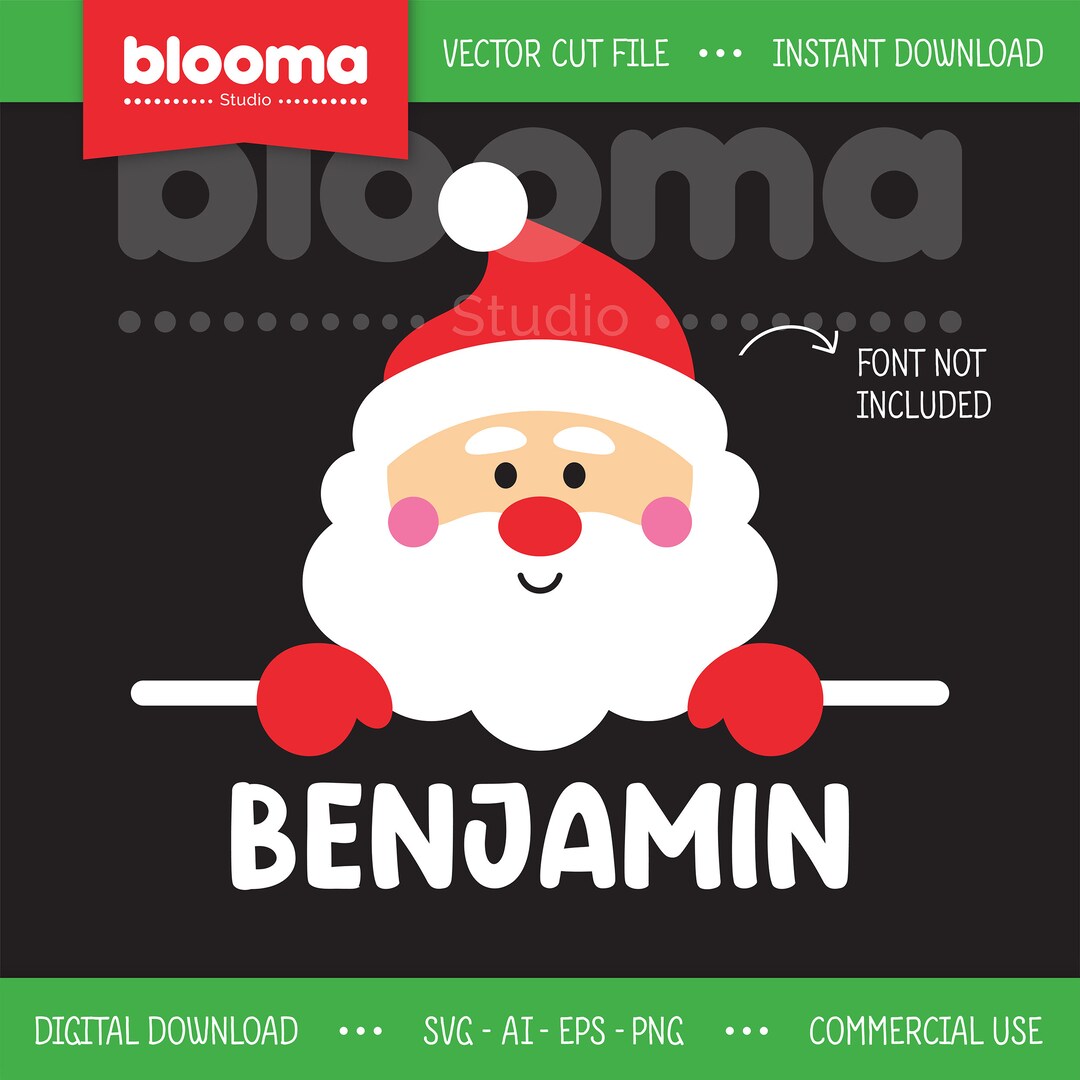 Santa Name Svg, Cute Santa Svg, Santa Face Svg, Santa Kids Svg, Santa ...