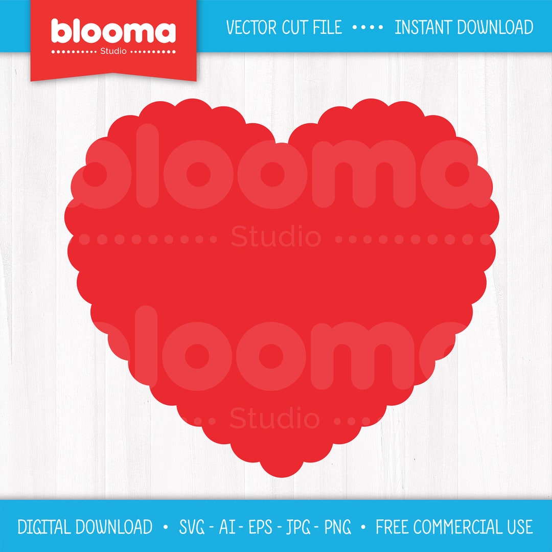 Scalloped Heart SVG, Heart Frame Svg, Valentines Day Svg, Heart Shape ...