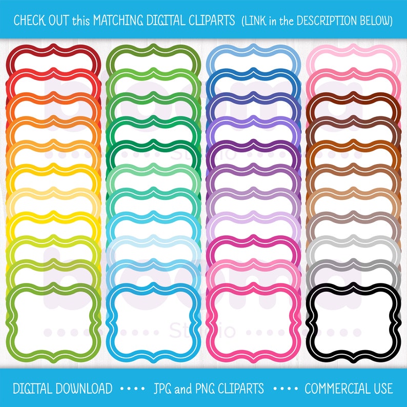 99 Frames Clipart Set Planner Frame PNG & JPG Files School - Etsy