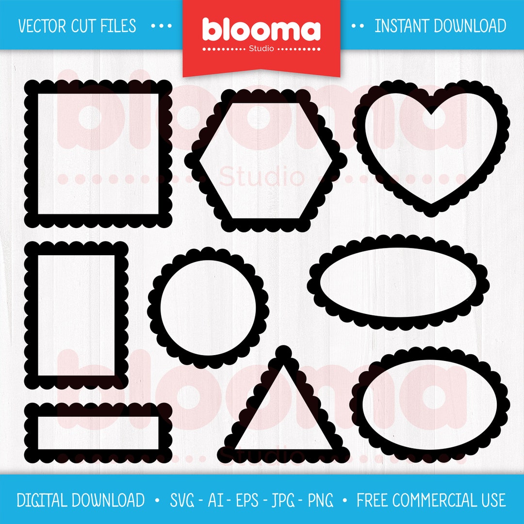 Scalloped Frame SVG, Photo Frame Svg, Scalloped Shape Svg, Round Oval ...