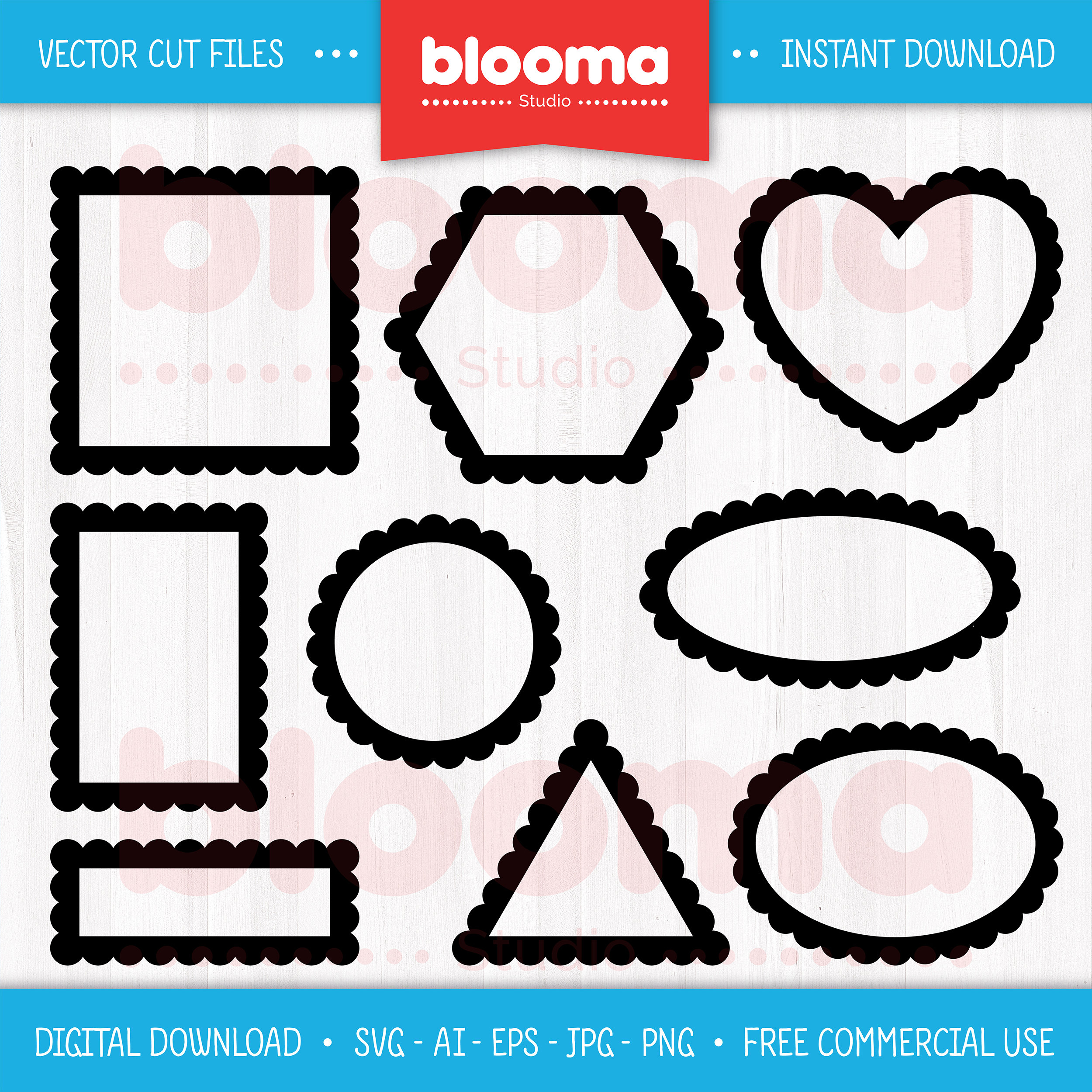 Scallop Frame SVG Scalloped Frames Svg Photo Frame Svg | Etsy New Zealand