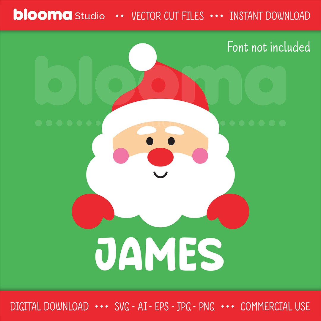 Cute Santa Svg, Santa Name Svg, Santa Face Svg, Santa Shirt Svg, Santa ...