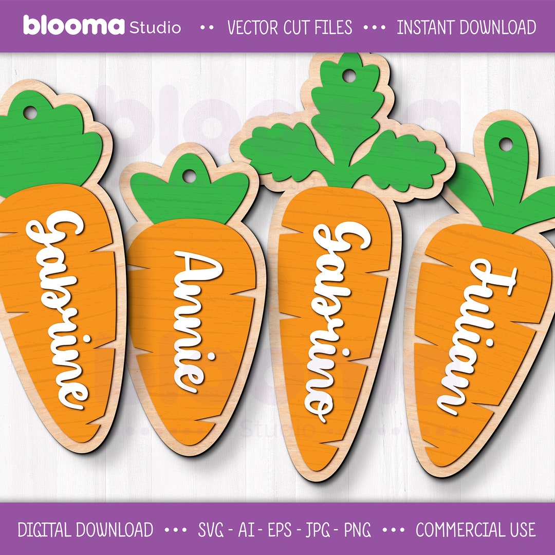 Carrot Tag Svg, Carrot Basket Tag Svg, Easter Name Tags Laser File ...