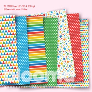 Primary Colors Digital Paper Pack, Rainbow Pattern, Bright Color ...