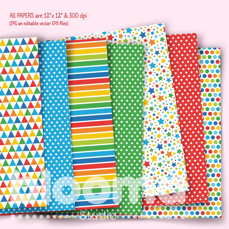 Primary Colors Digital Paper Pack Primary Colors Birthday - Etsy