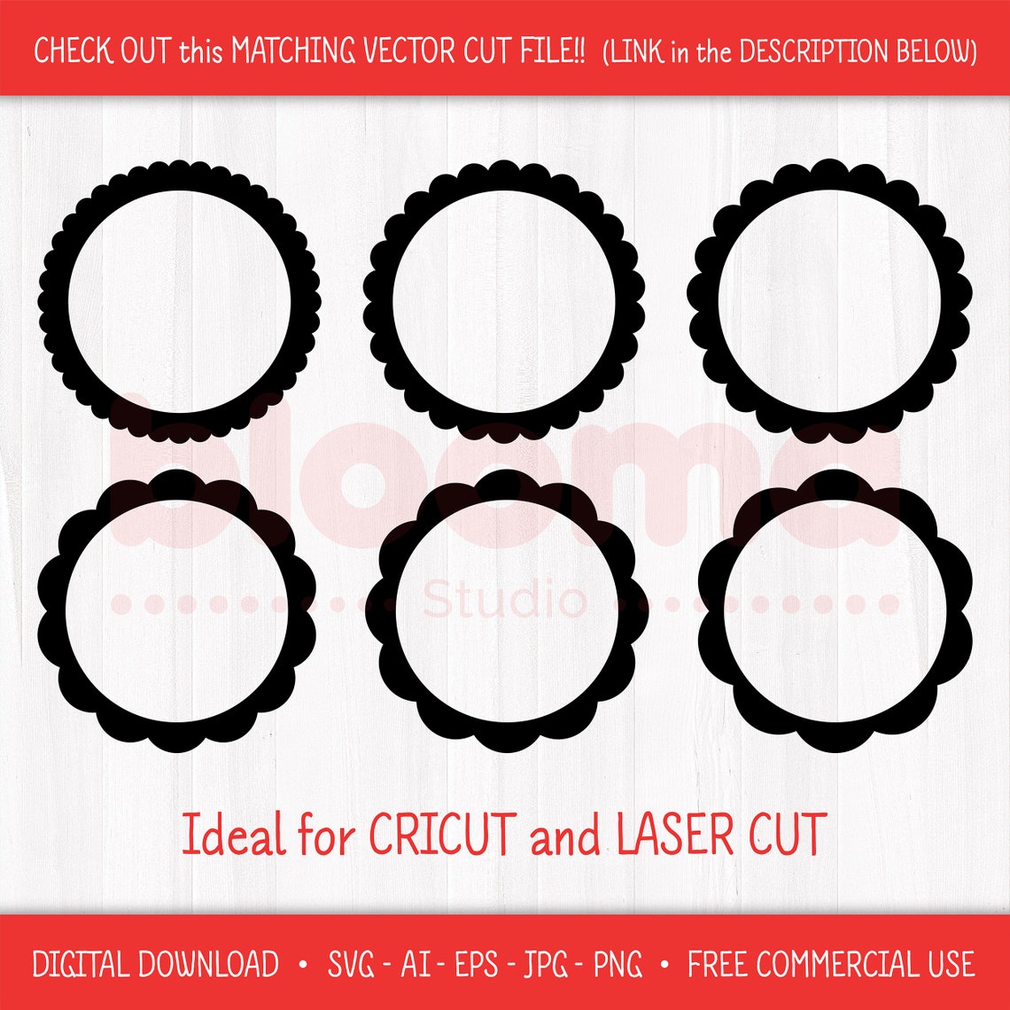 Scallop Circle SVG Scallop Shape Digital Scalloped Circle | Etsy UK