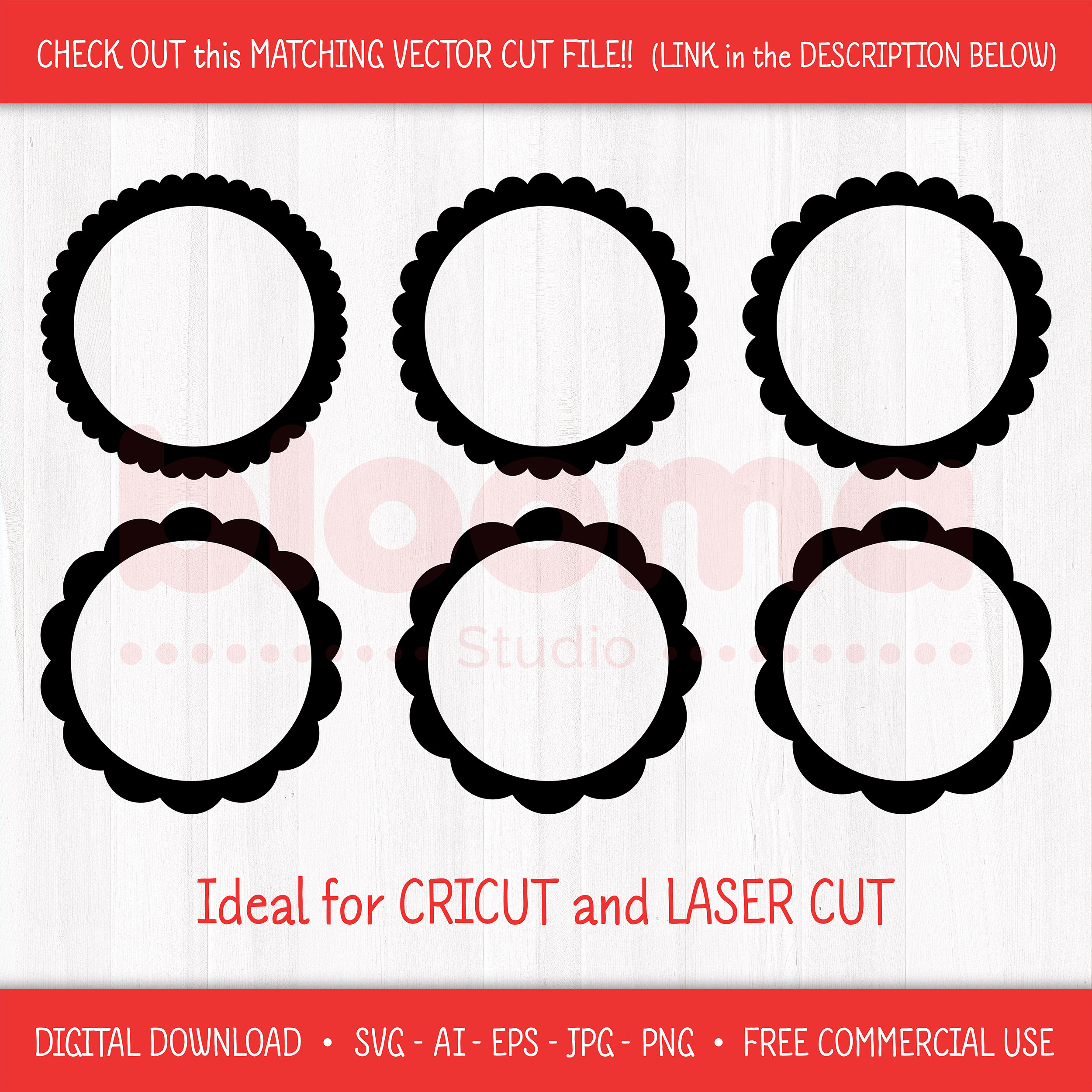 Scallop Circle SVG Scallop Shape Digital Scalloped Circle - Etsy