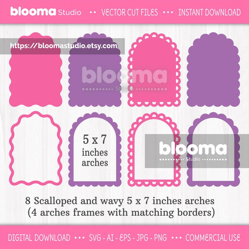 Scallop Arch SVG Bundle, Laser Cut, Wedding Invitation Template ...