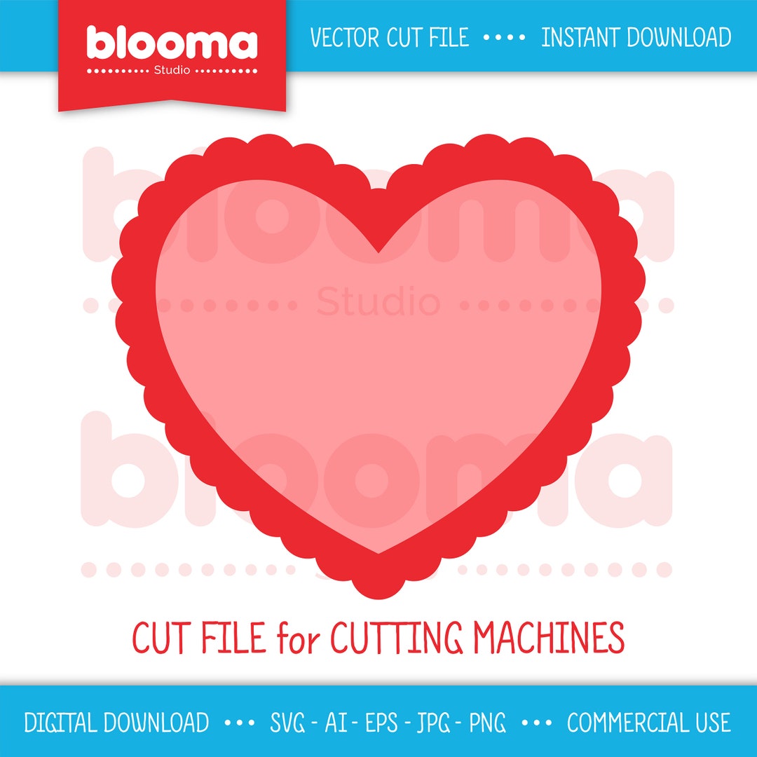 Scalloped Heart SVG, Heart Frame PNG, Valentines Day Svg, Scalloped ...
