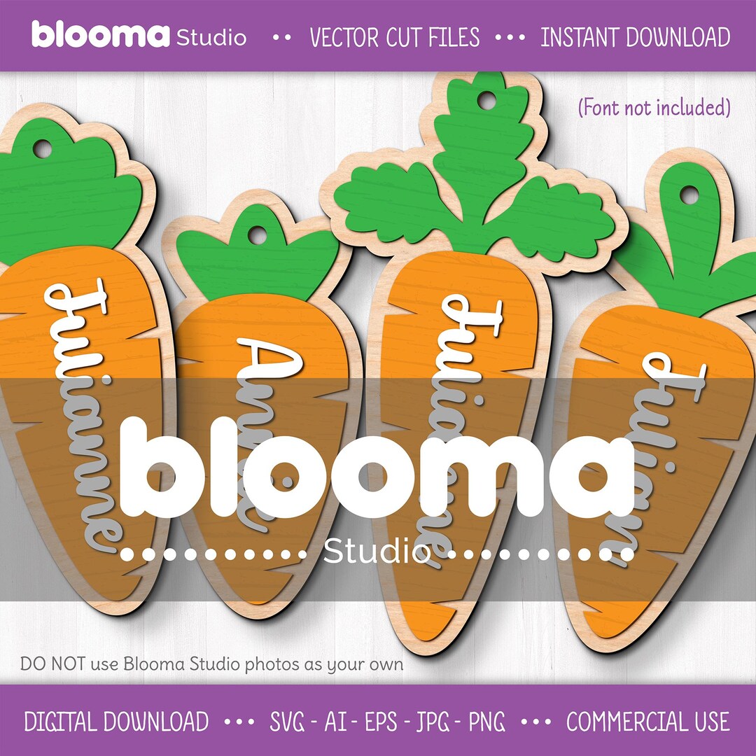 Carrot Tag Svg, Carrot Basket Tag Svg, Easter Name Tags Laser File ...