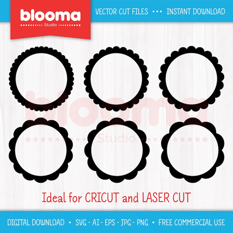 Scallop Frame SVG Scalloped Frame Clipart Photo Frame Svg - Etsy