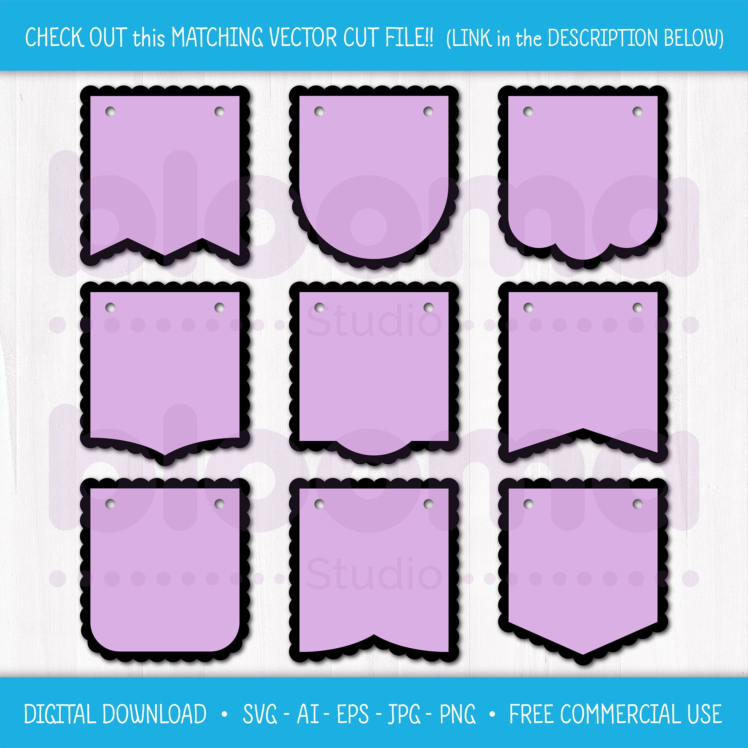 Bunting SVG Scallop Banner Svg Bunting Flag Clipart Pennant - Etsy