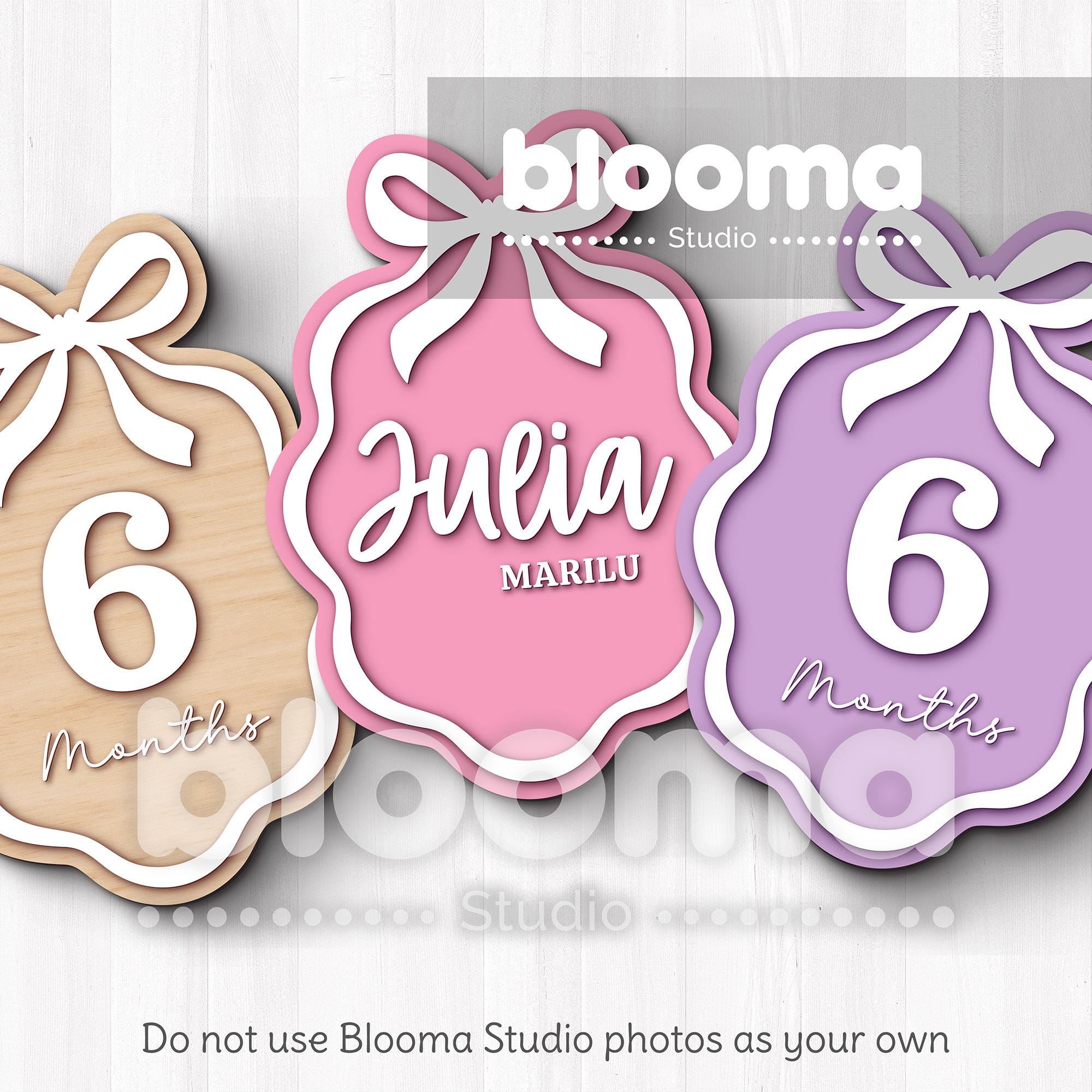 Ribbon Bow Name Sign Svg, Birth Annoucement Sign Laser Cut File ...