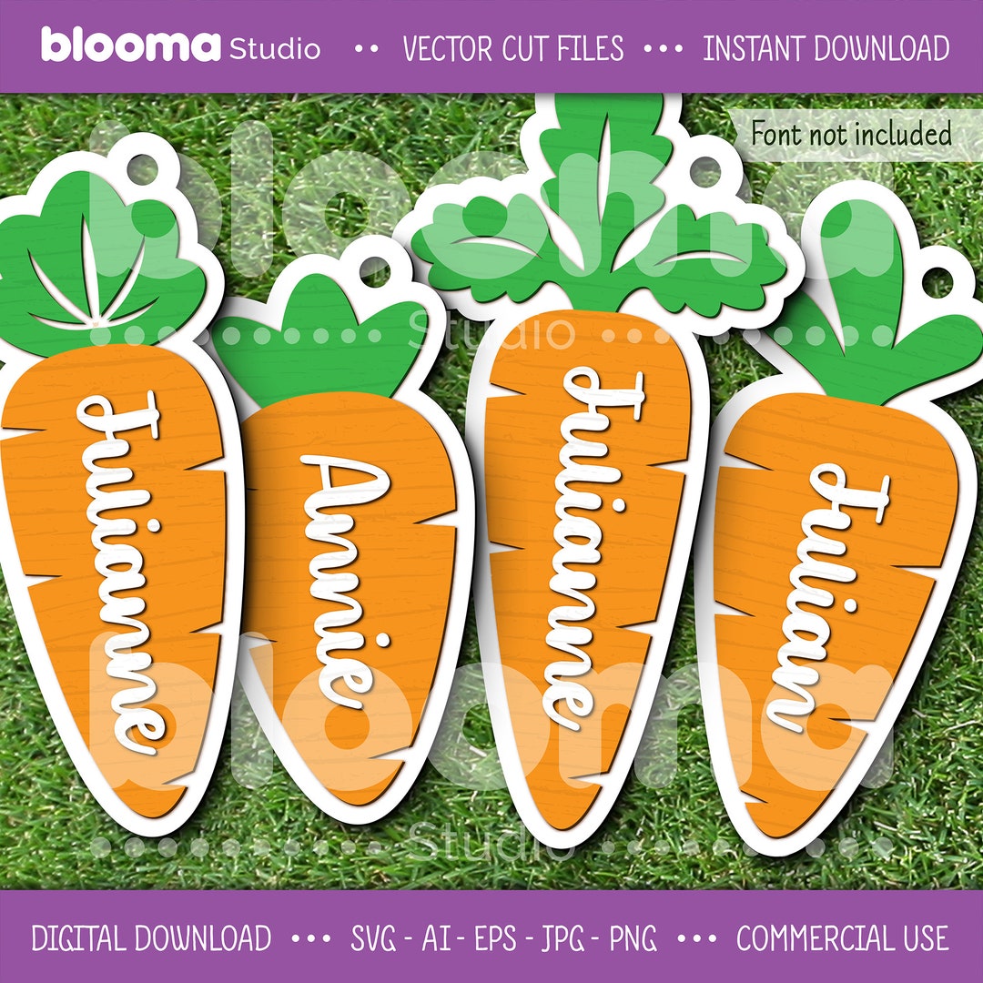 Carrot Basket Tag Svg, Carrot Tag Svg, Easter Name Tags Laser File ...