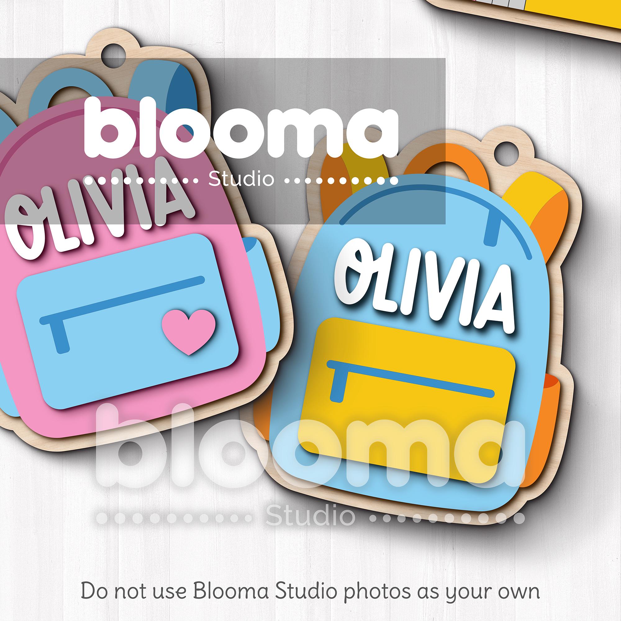 Kids Backpack Name Tag Laser Cut Svg, Back to School Keychain Tag ...