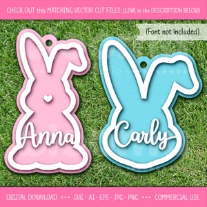 Bunny Tag Svg, Easter Name Tag Laser File, Basket Tag Svg, Boy and Girl ...