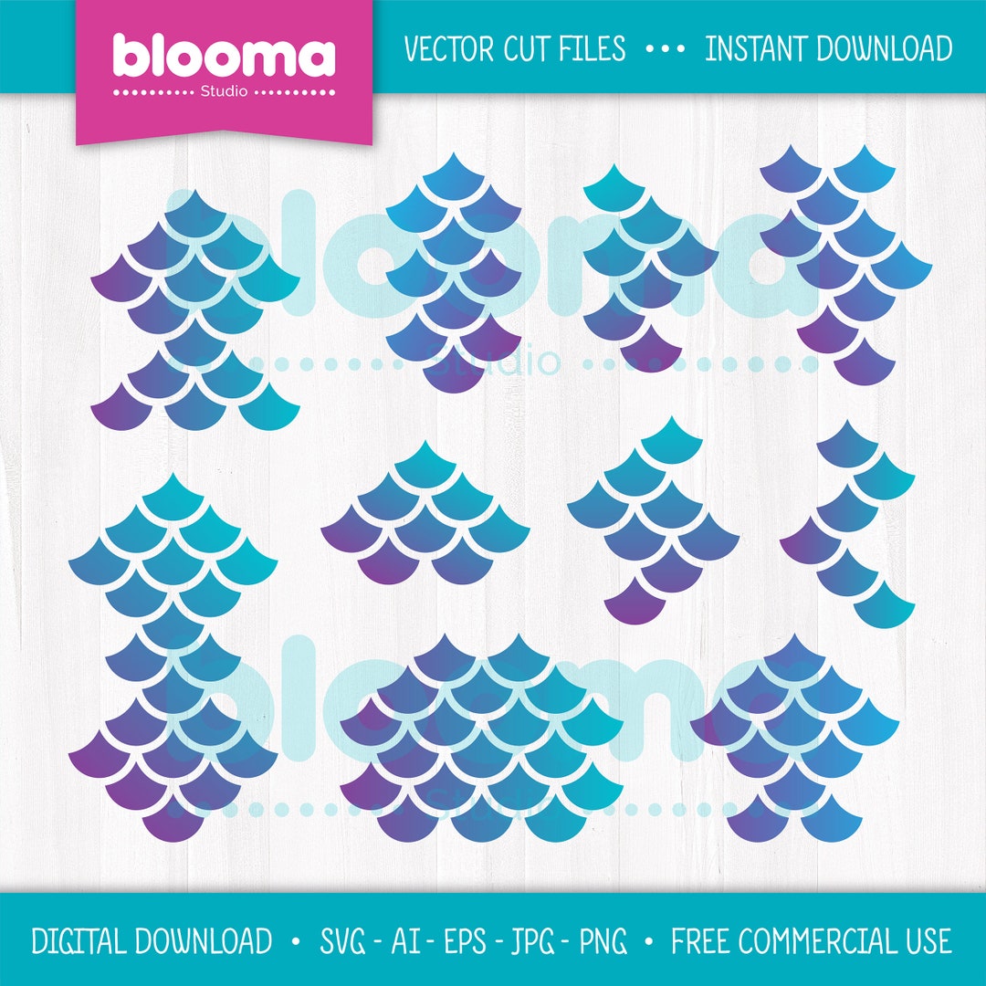 Mermaid Scales SVG Bundle, Mermaid Scales Pattern, Scales Template ...