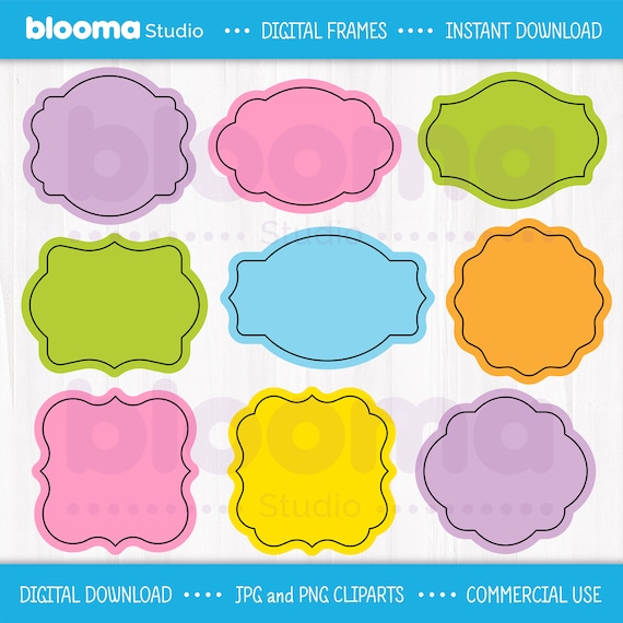 Frame PNG Clipart Set Label Png Printable Digital Frame - Etsy