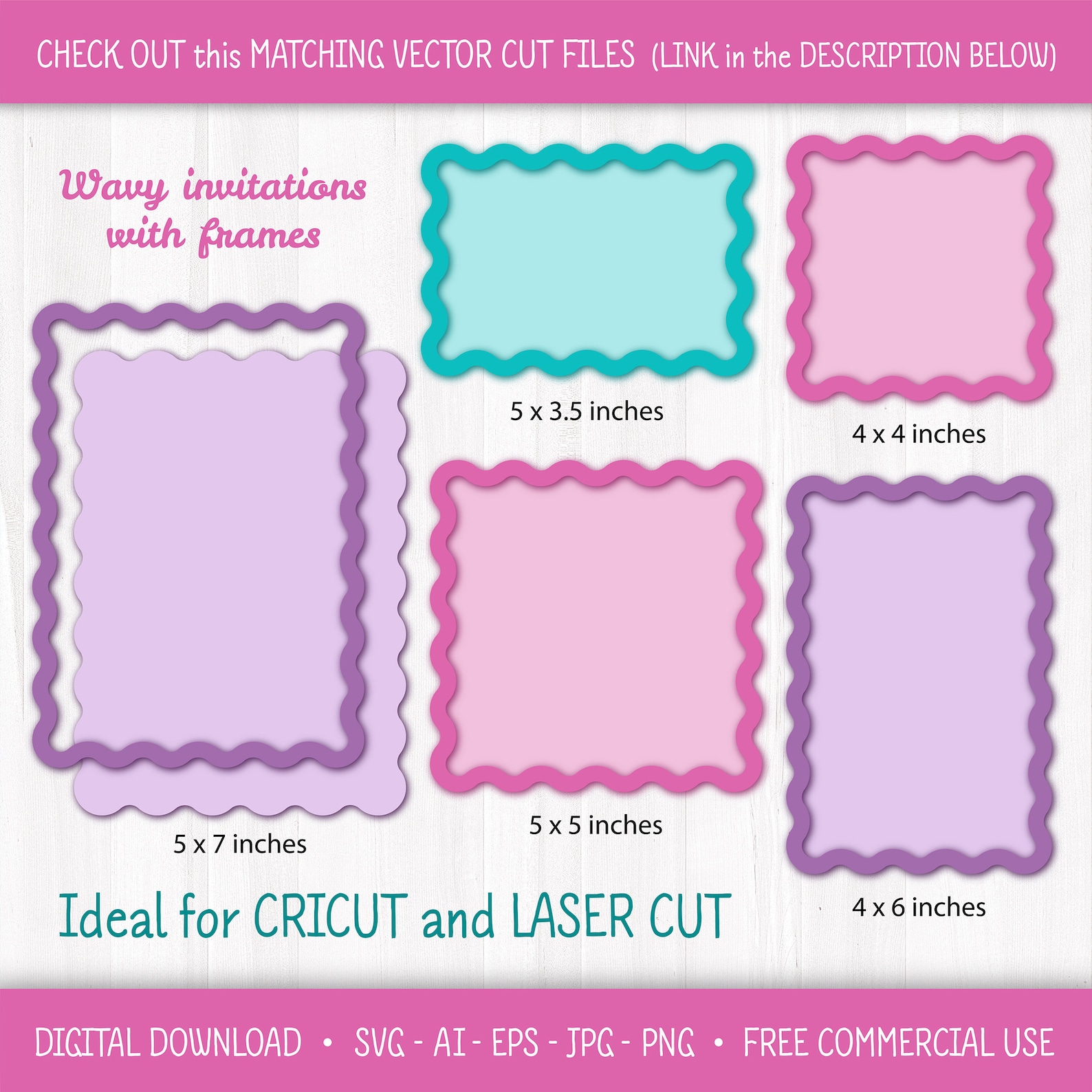 Wave Invitations SVG Scallop Invitation Template Wave Invite - Etsy