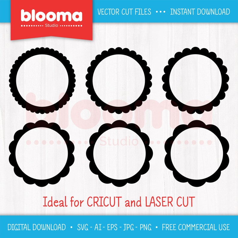 Scallop Frame SVG Scalloped Frame Clipart Photo Frame Svg - Etsy