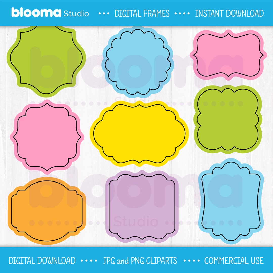 Frames Clipart Set, Planner Frames PNG and JPG Files, Printable Digital ...