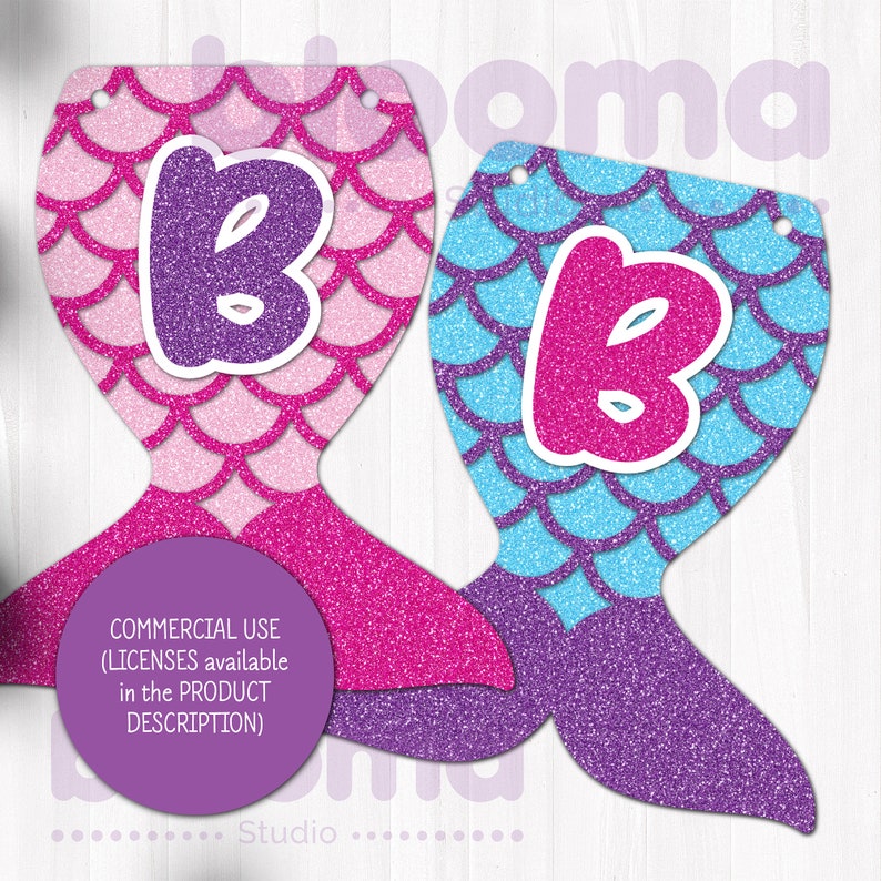 Mermaid Banner SVG, Birthday Banner Svg, Layered Files, Laser Cut Files ...