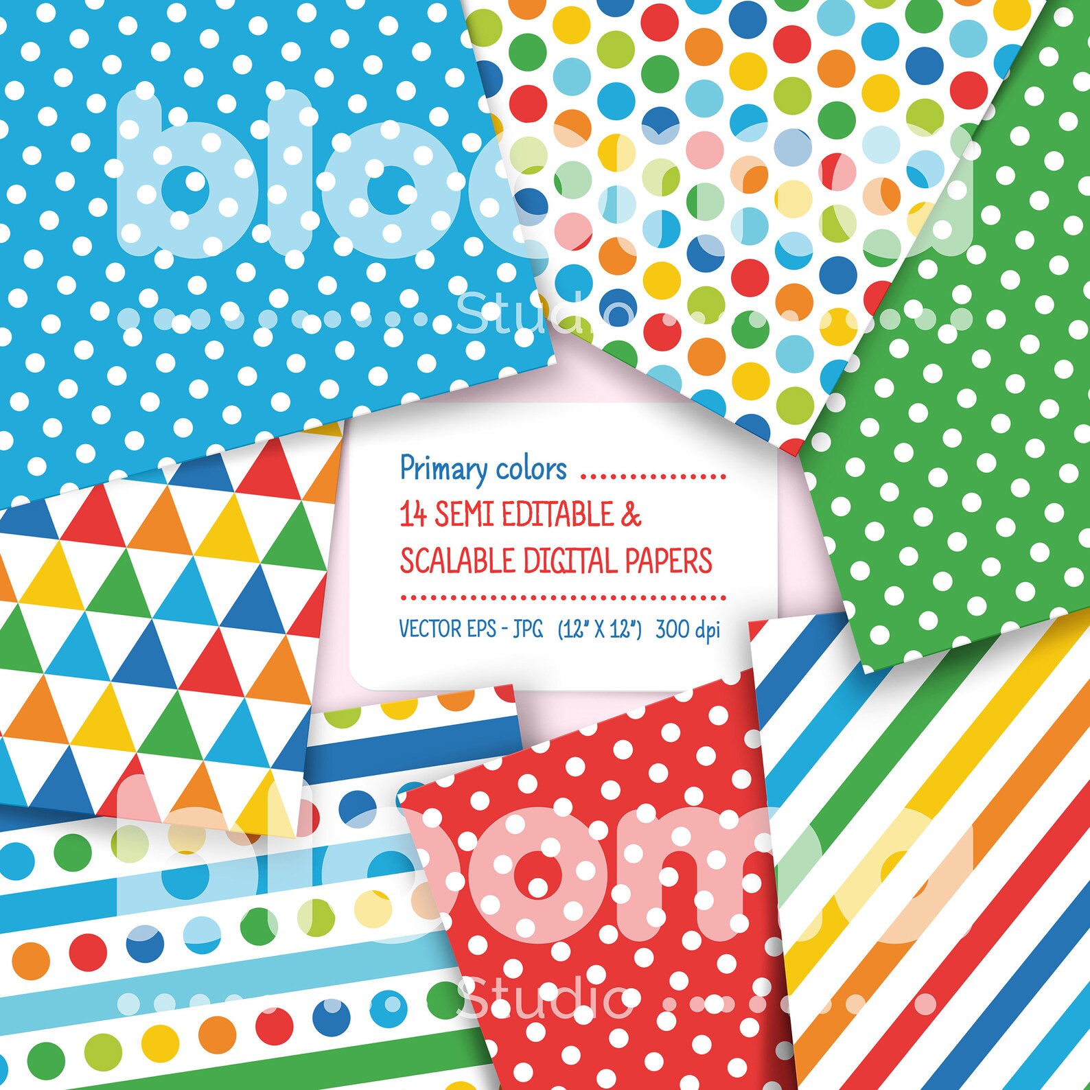 Primary Colors Digital Paper Pack Primary Colors Birthday - Etsy