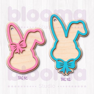 Bunny Tag Svg, Easter Name Tag Laser File, Basket Tag Svg, Boy and Girl ...