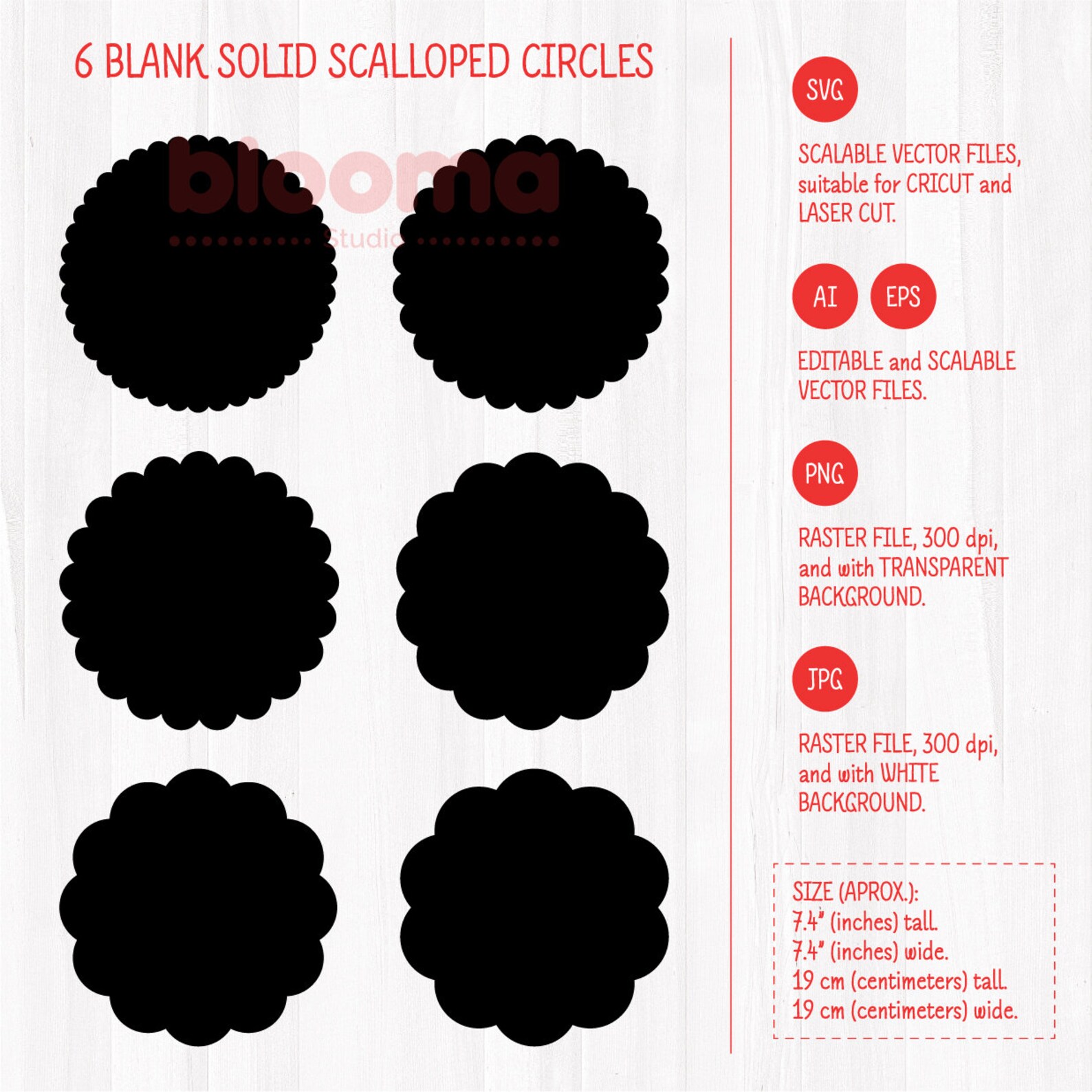 Scallop Circle SVG Scallop Shape Digital Scalloped Circle - Etsy