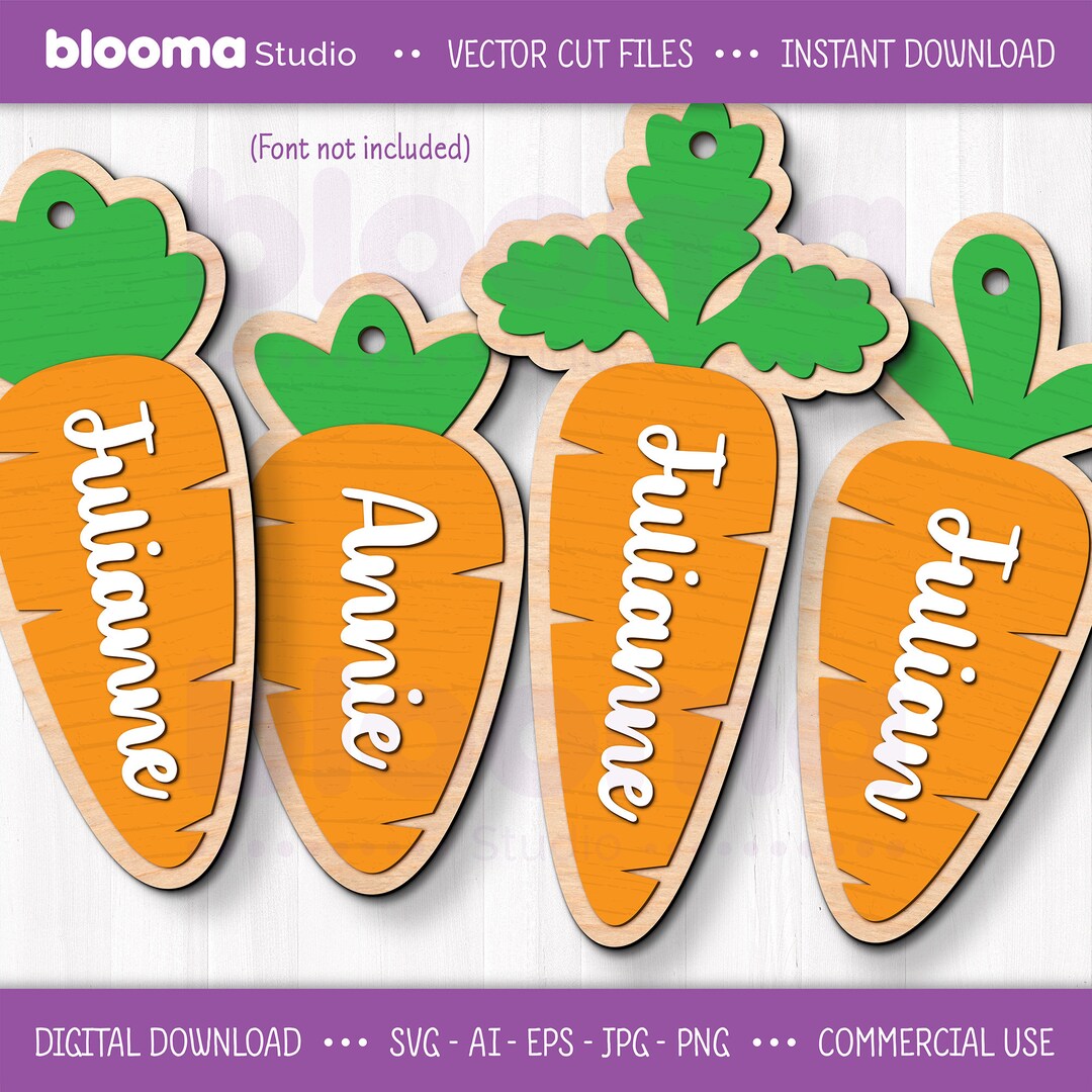 Carrot Tag Svg, Carrot Basket Tag Svg, Easter Name Tags Laser File ...