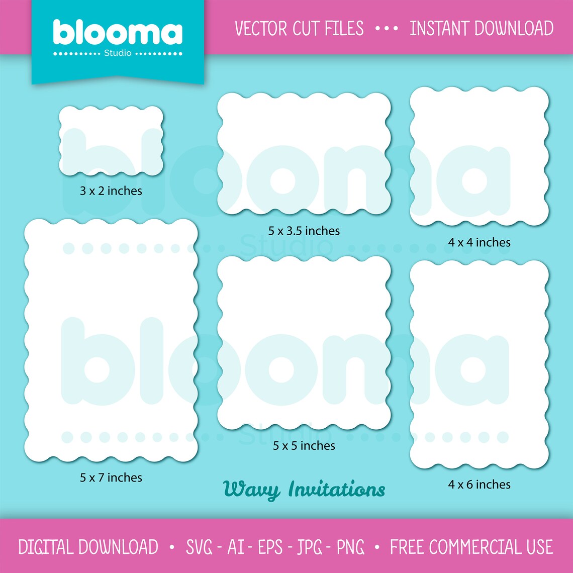 Wave Invitations SVG Scallop Invitation Template Wave Invite - Etsy