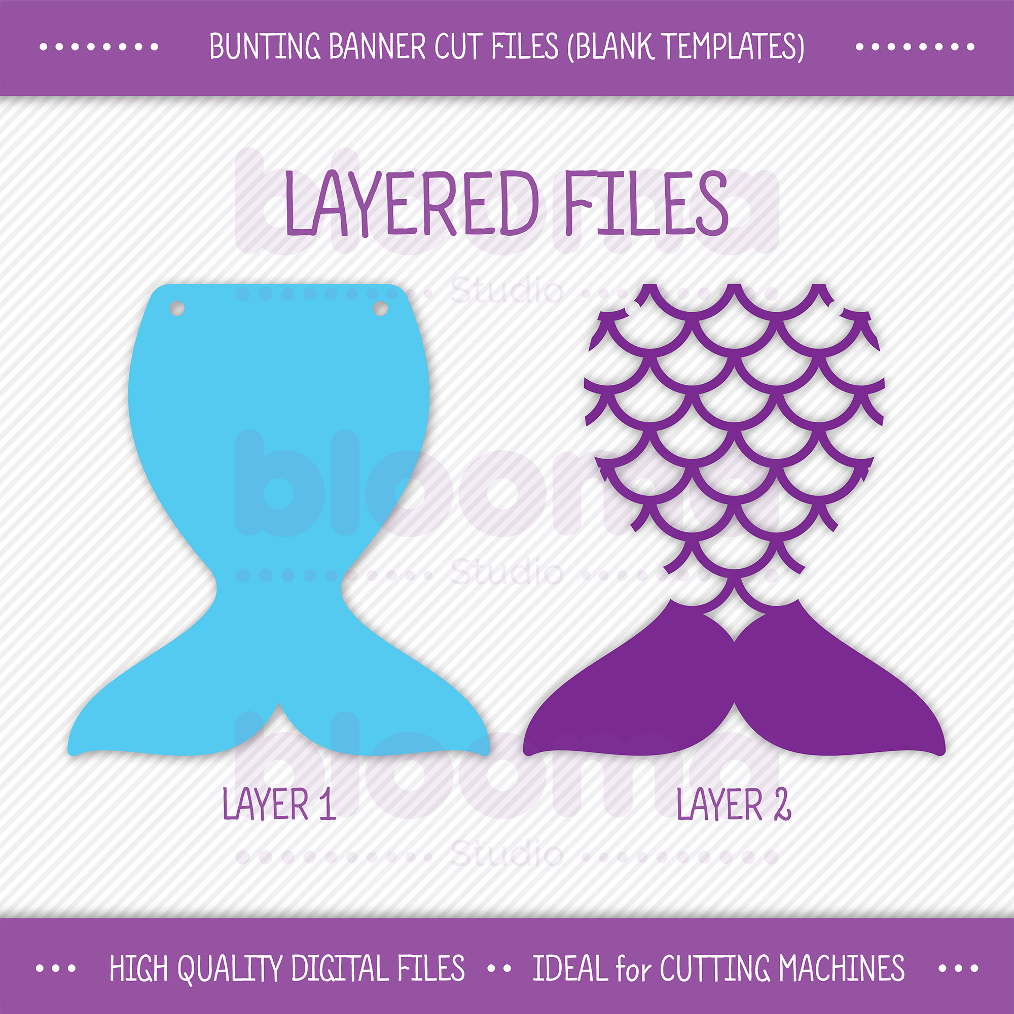 Mermaid Banner SVG, Birthday Banner Svg, Layered Files, Laser Cut Files ...