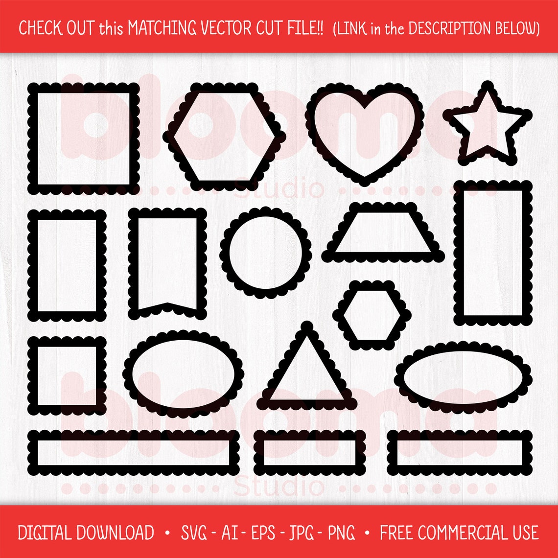 Scallop Frame SVG Scalloped Frame Clipart Photo Frame Svg - Etsy