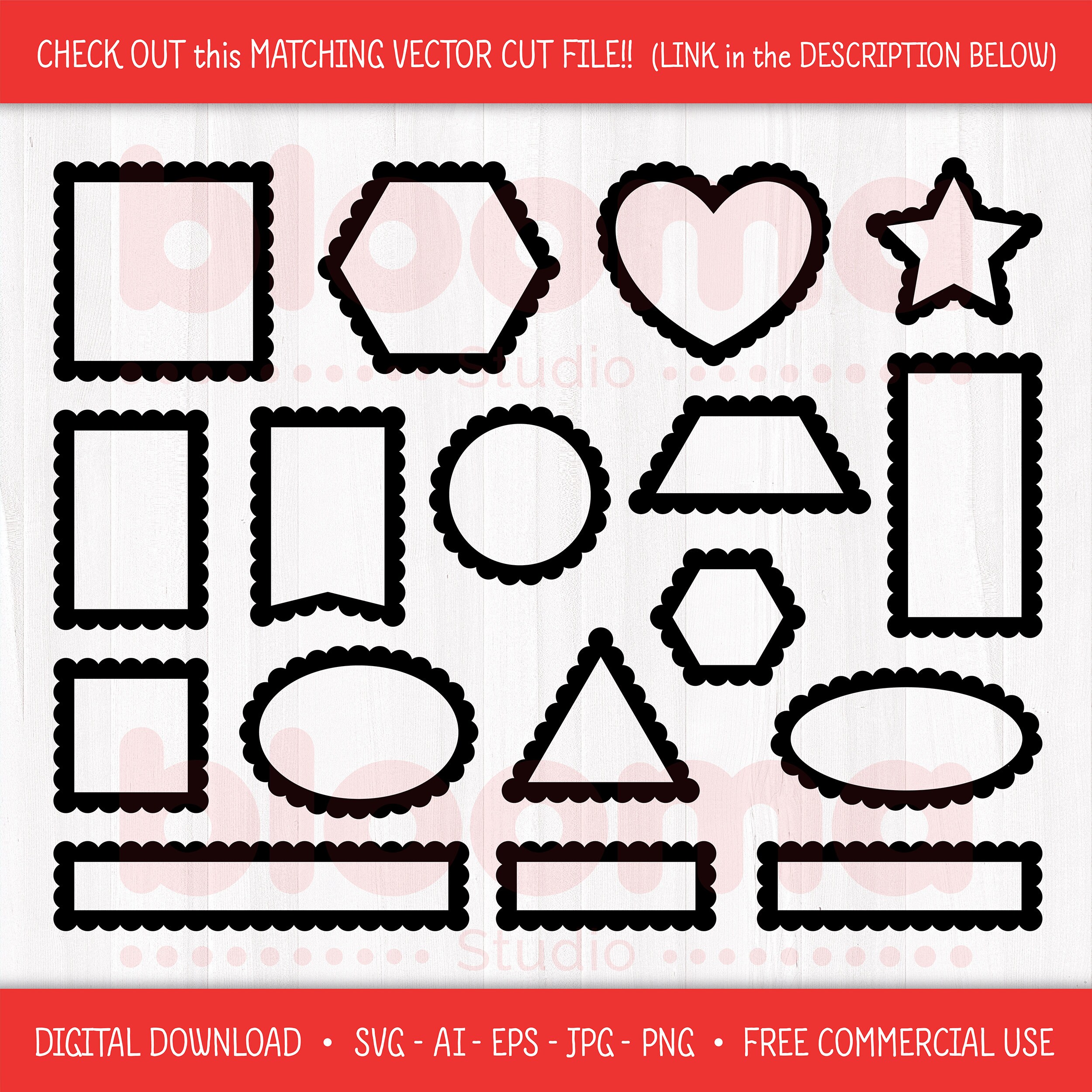 Scallop Frame SVG Scalloped Frame Clipart Photo Frame Svg - Etsy