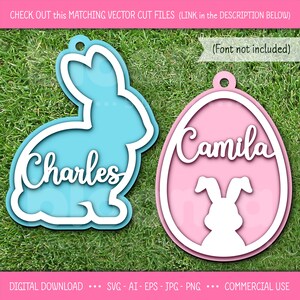 Bunny Tag Svg, Easter Name Tag Laser File, Basket Tag Svg, Boy and Girl ...