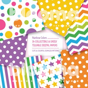 Rainbow Digital Paper, Rainbow Seamless File, Bright Color Pattern ...