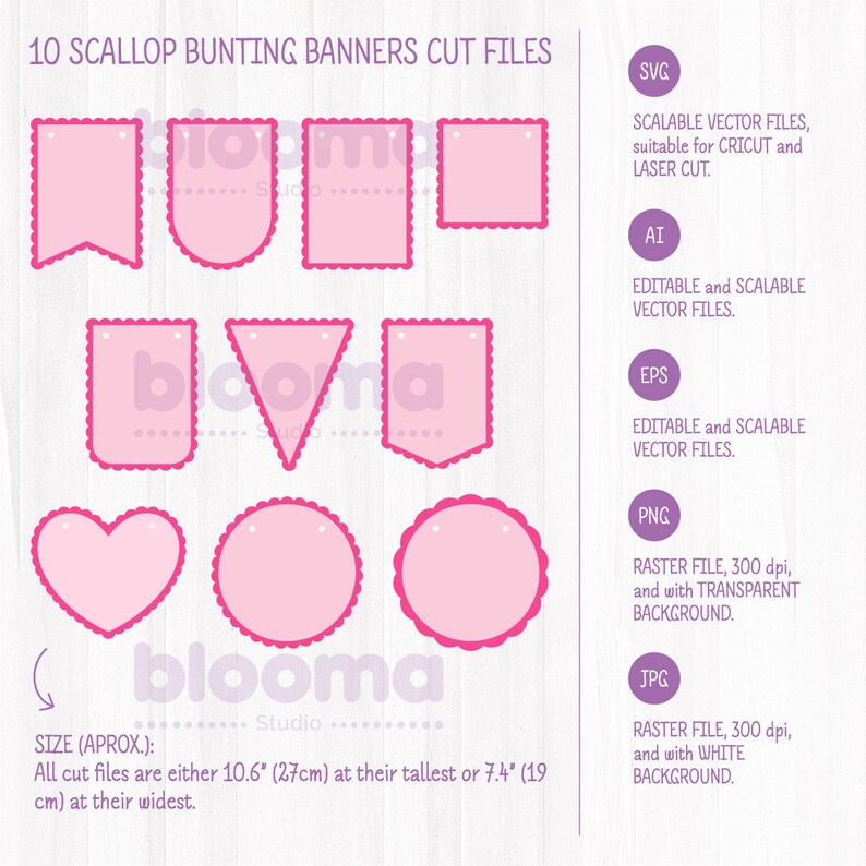 Scallop Banner SVG 2 Layers Bunting Svg Bunting Flag | Etsy UK